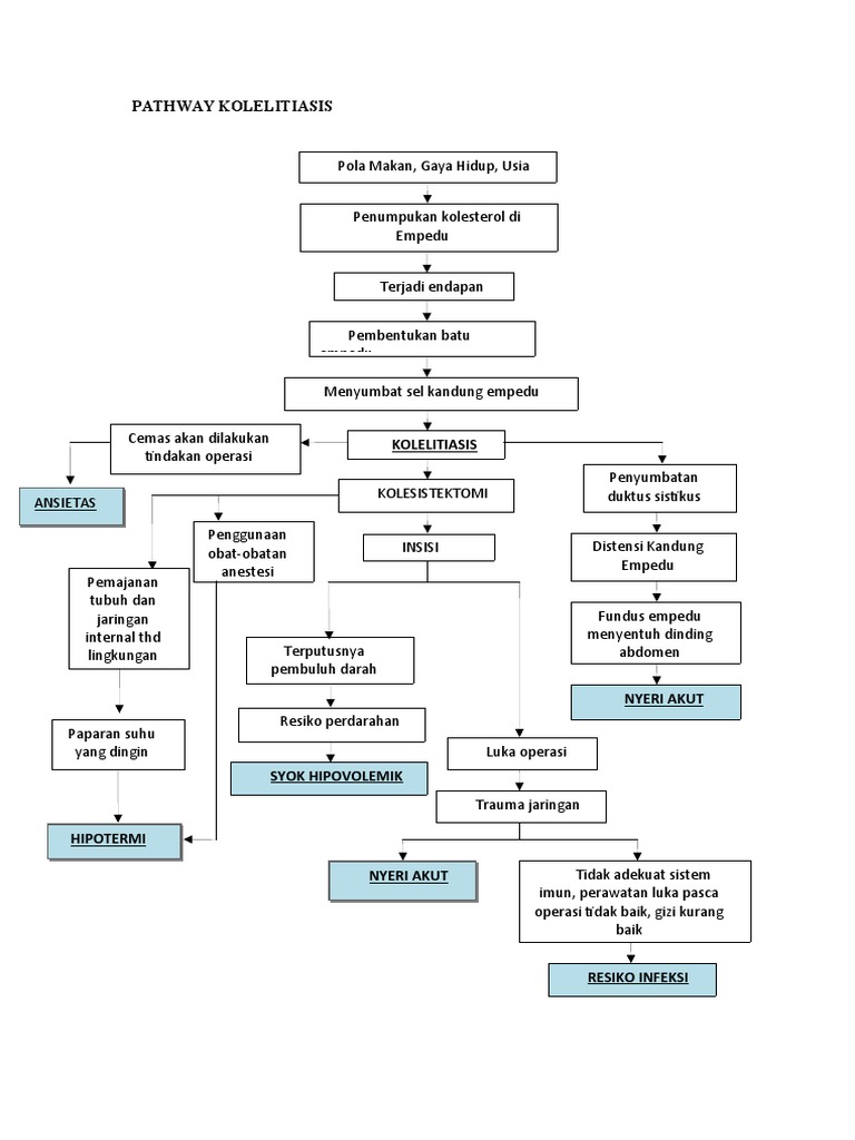 Patofisiologi dan Pathway Kolelitiasis | PDF