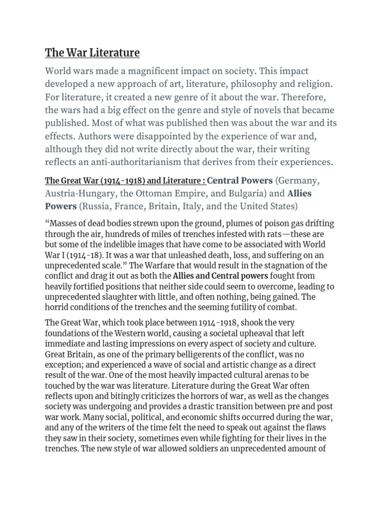 20th. 4. The War Literature | PDF | Harry Potter | J. K. Rowling
