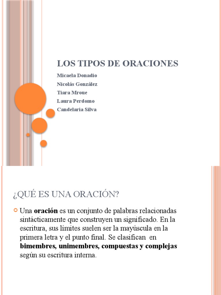 Tipos de Oraciones en Español | PDF | Oración (Lingüística) | Verbo