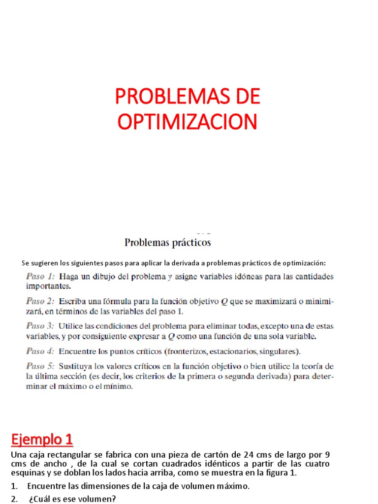 Problemas de Optimizacion 1 | Descargar gratis PDF | Optimización Matemática | Matemáticas