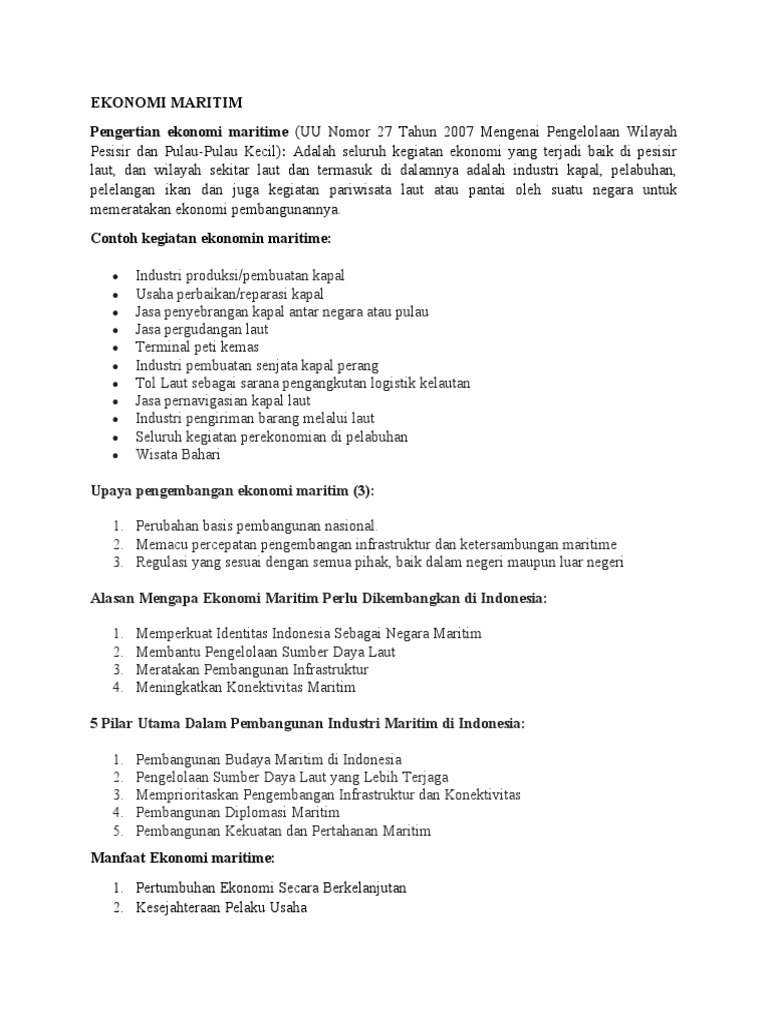 Ekonomi Maritim | PDF