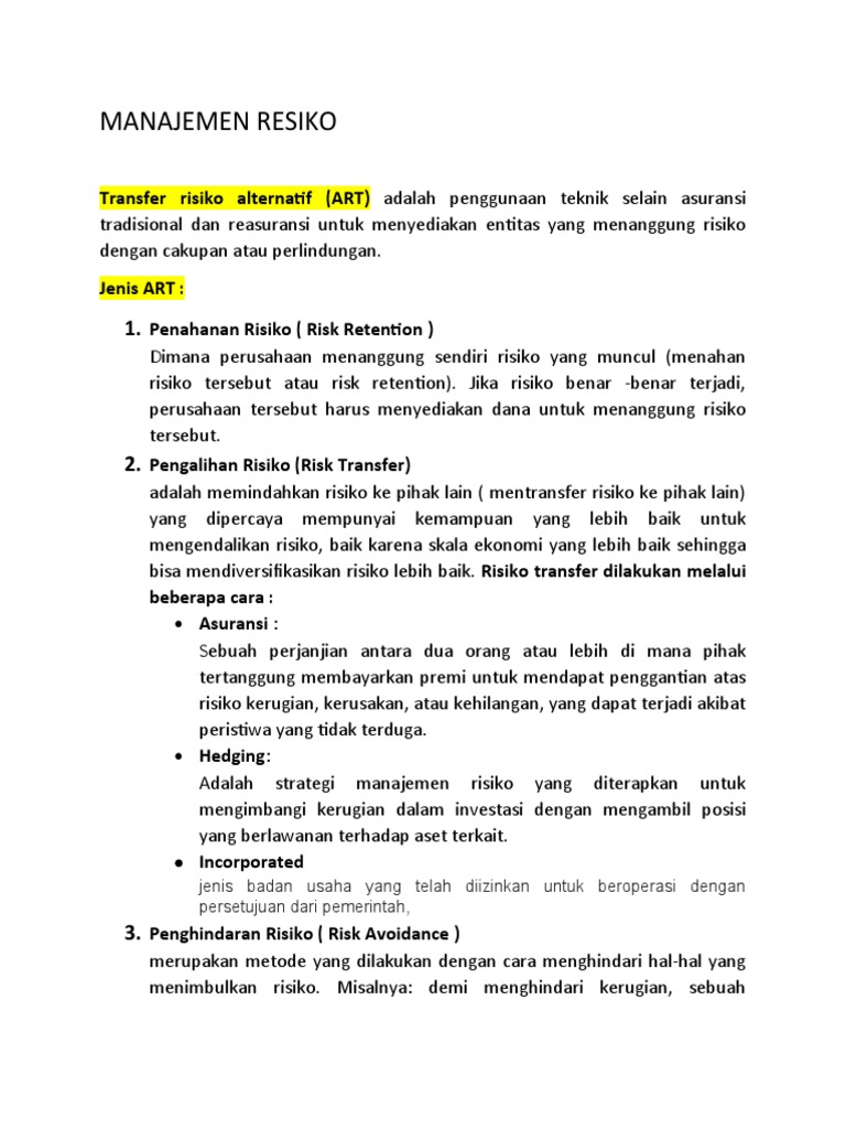 Manajemen Resiko | PDF