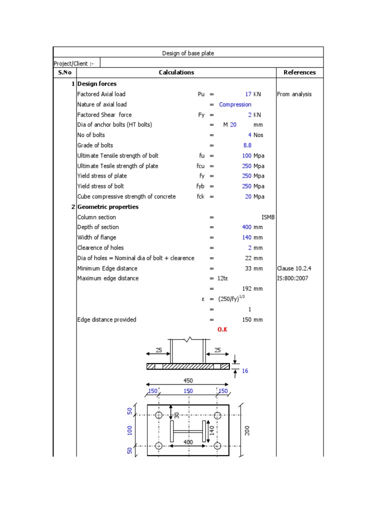 Base Plate Design Calculations | PDF | Strength Of Materials | Screw