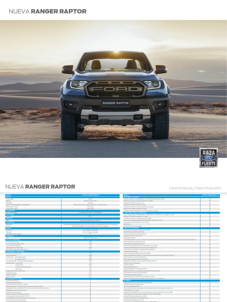 Far Ranger Raptor Ficha Tecnica | PDF | Airbag | Tracción en las cuatro ruedas