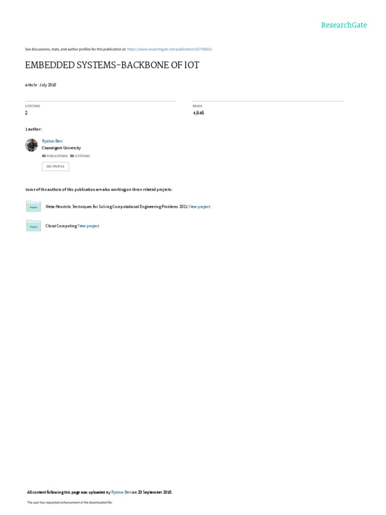 EMBEDDED SYSTEMS-BACKBONE OF IOT | PDF | Arduino | Embedded System