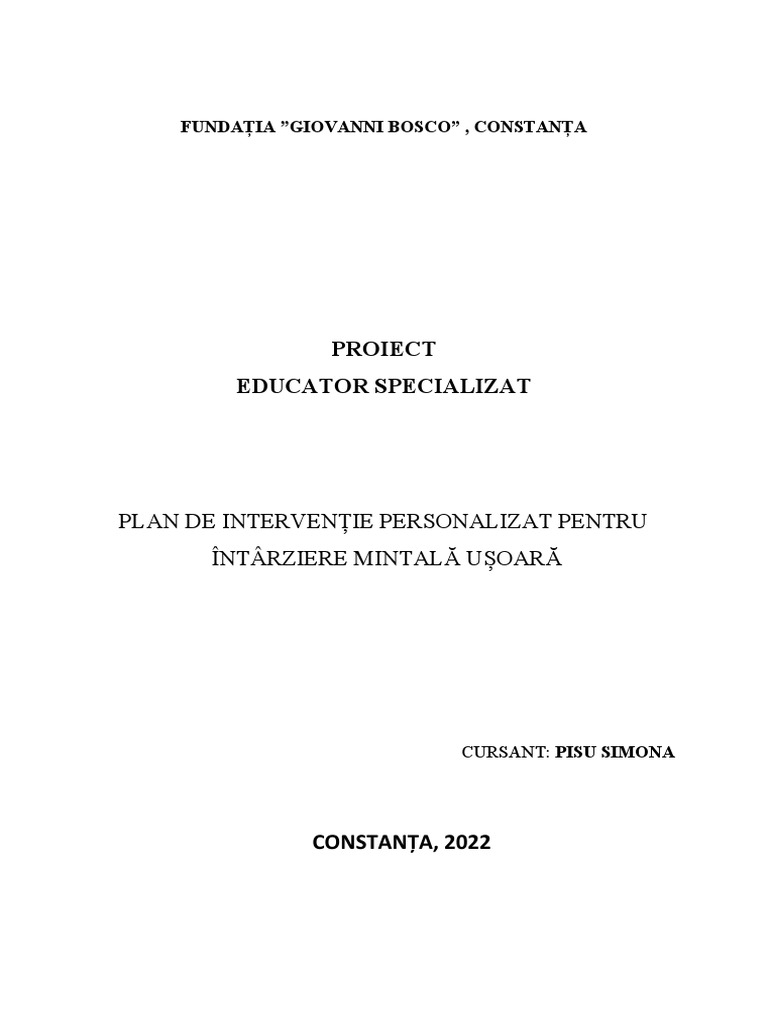 Proiect Educator Specializat | PDF