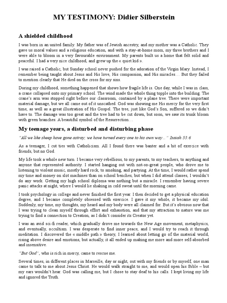 My Testimony Pdf Jesus God