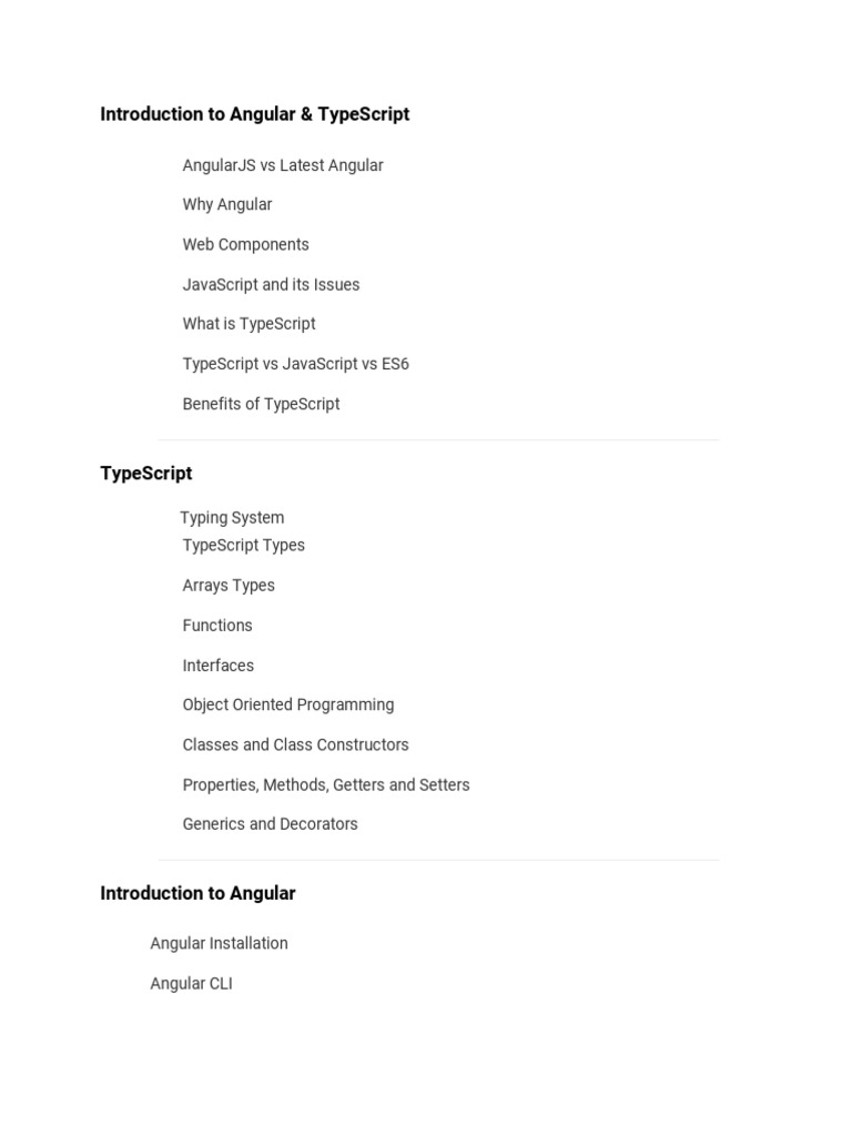 Angular-5 training syllabus | PDF | Java Script | Class (Computer Programming)
