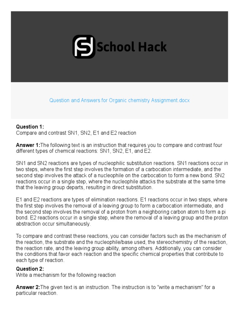 Organic Chemistry Assignment - Docx Summarization Report | PDF