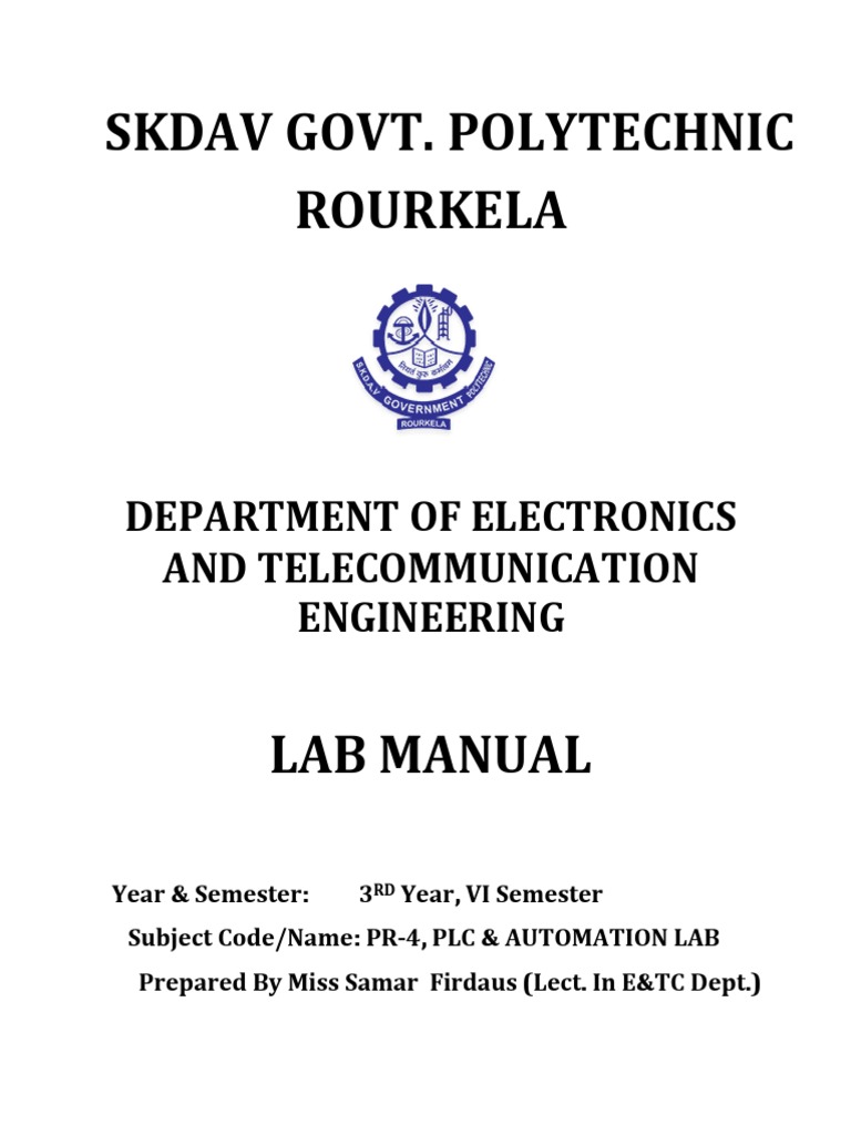 PLC Programming Lab Manual | PDF | Programmable Logic Controller ...