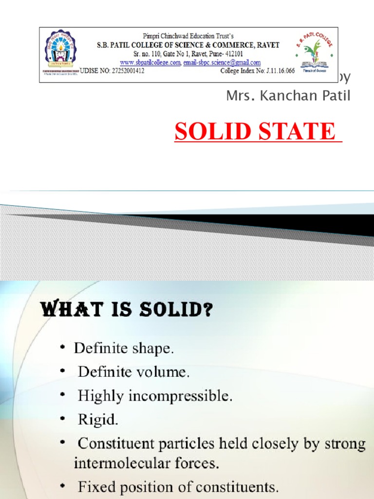 Solid State | PDF | Ion | Chemical Bond