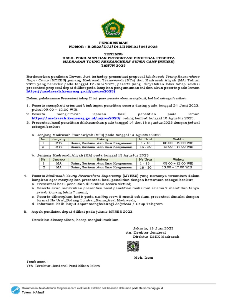 Hasil Presentasi Proposal MYREs | PDF