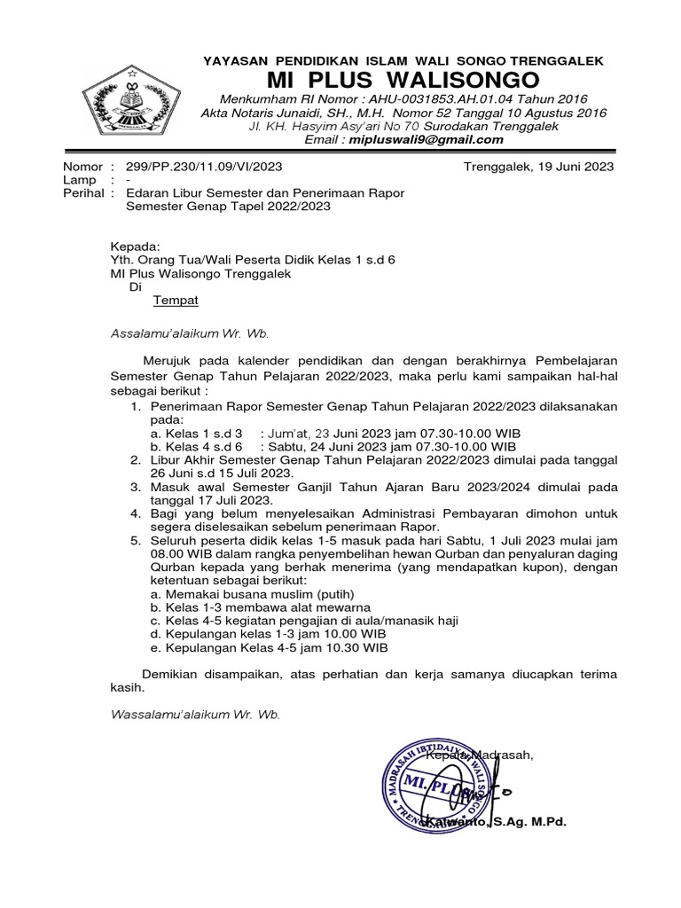 Contoh Surat Pengumuman | PDF