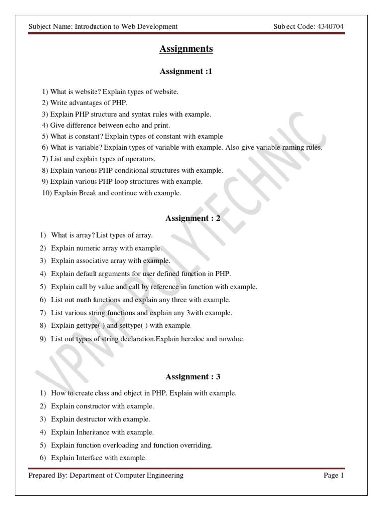 Assignments | PDF | Php | Software Assignments | PDF | Php | Software