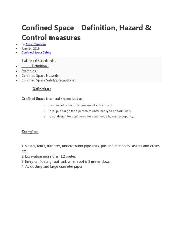 Confined Space | PDF