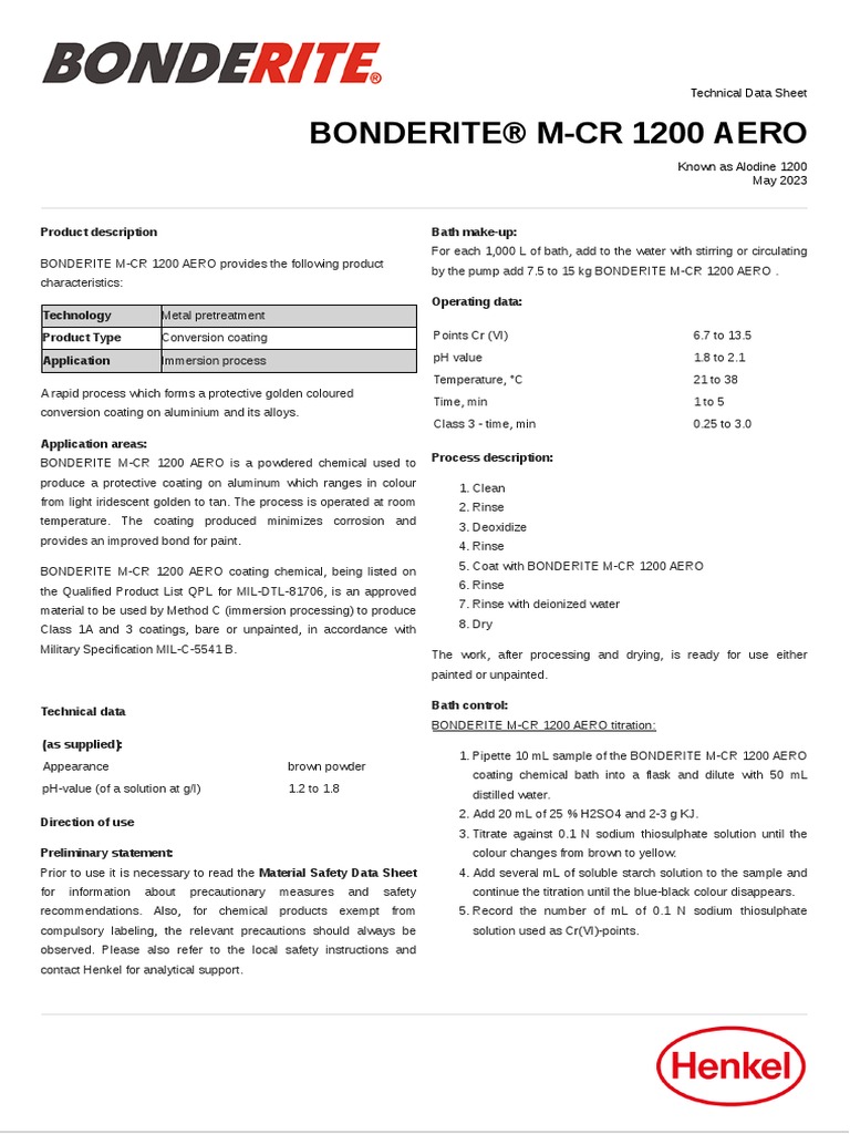 BONDERITE M CR 1200 AERO en - US | PDF