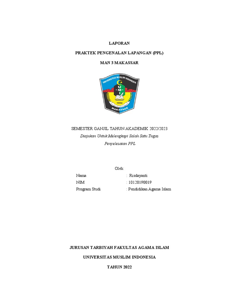 Laporan PPL Pendidikan Agama Islam 2022 | PDF | Karier & Perkembangan