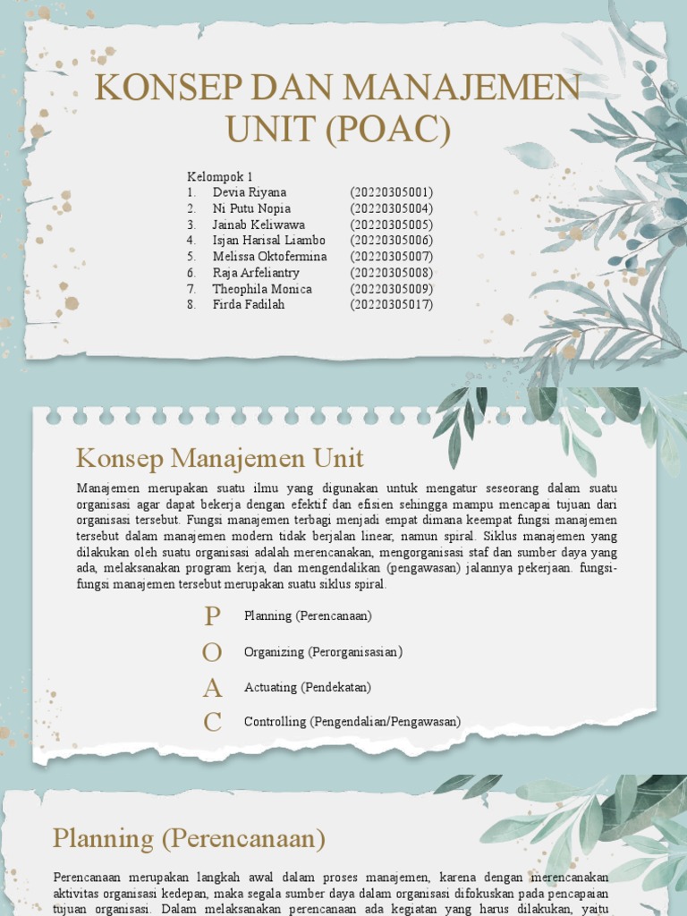 Konsep Dan Manajemen Unit (POAC) | PDF