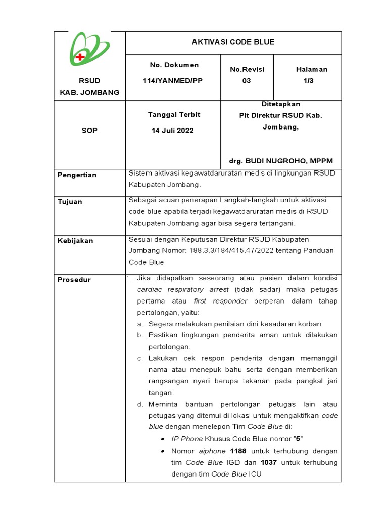 SOP Code Blue 2022 Revisi | PDF