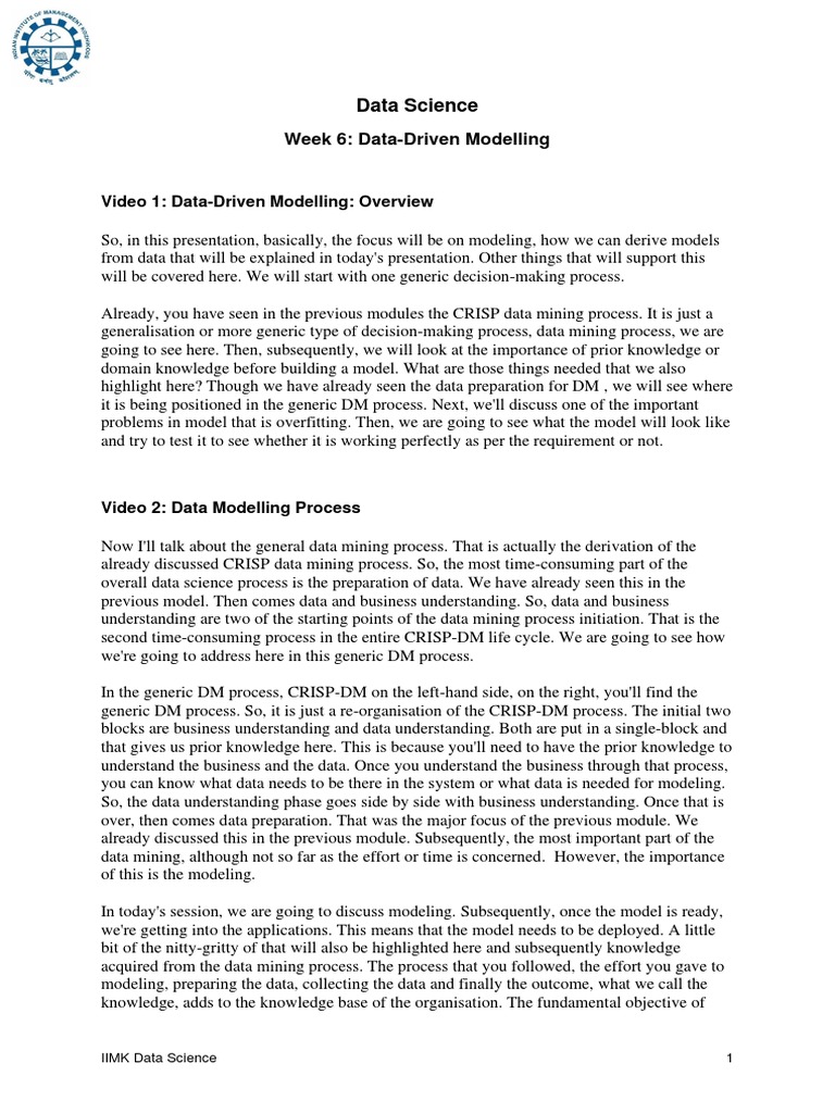 IIMK DS W6 Transcripts | PDF | Computers