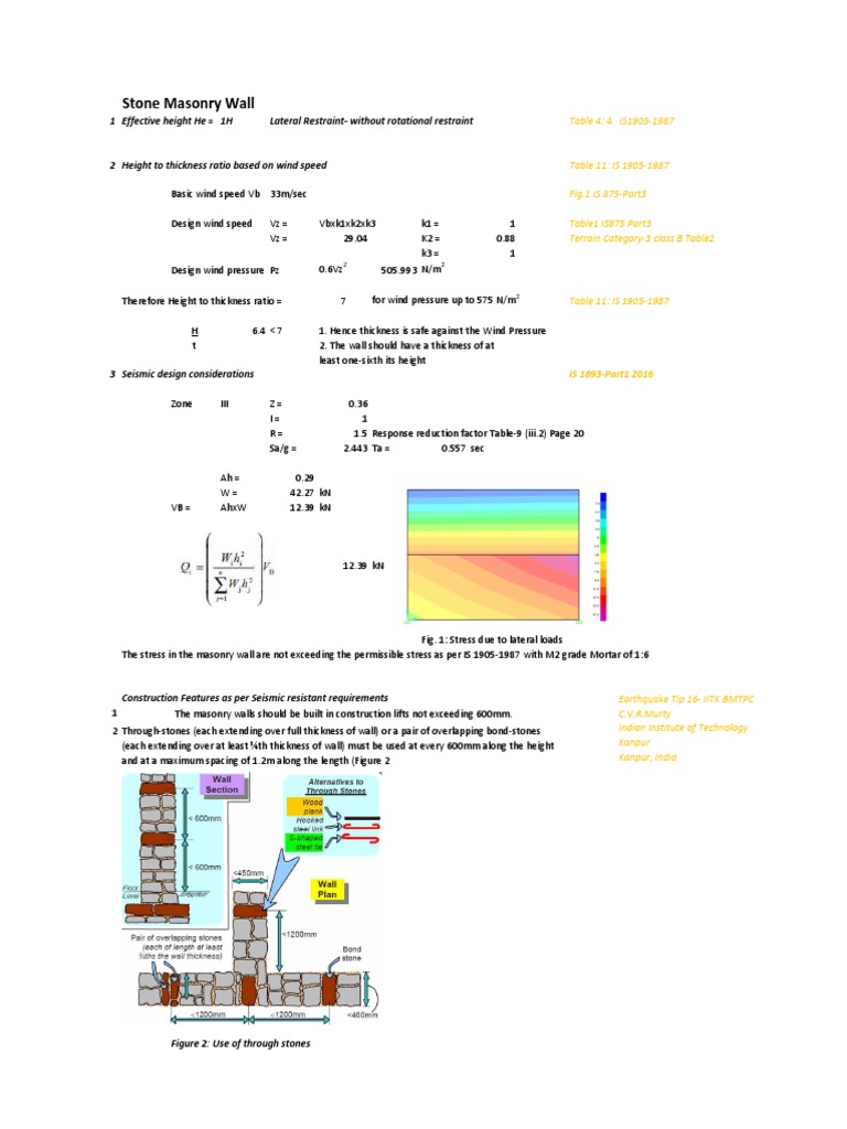 Stone Masonry Wall Design Guidelines | PDF