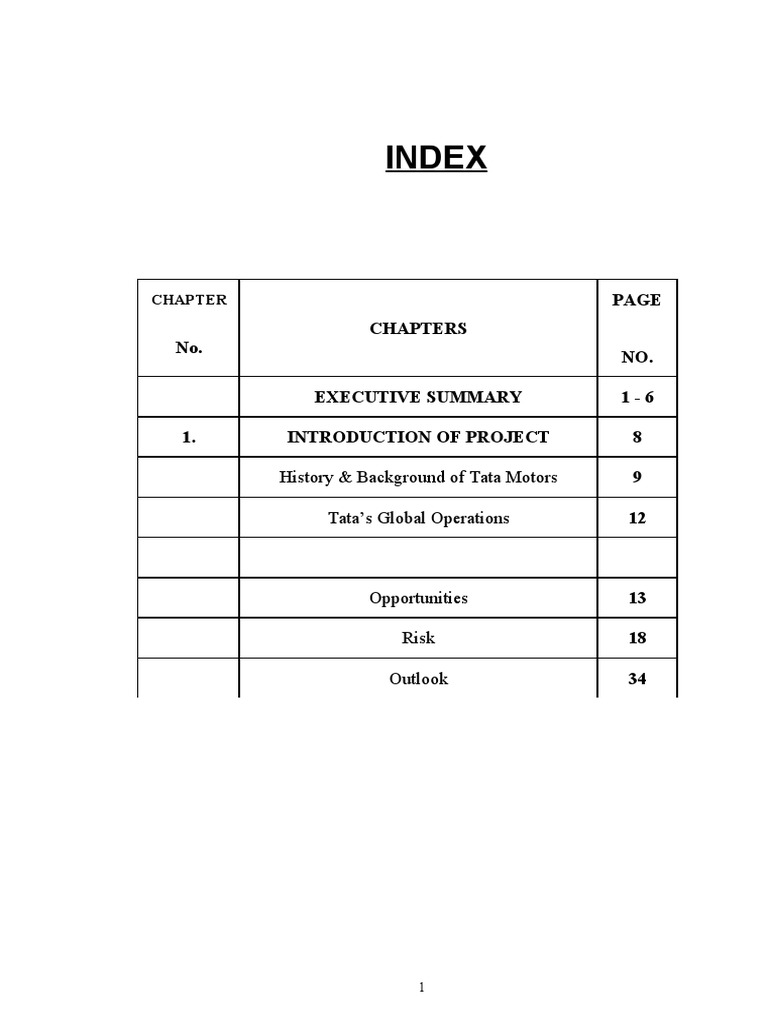 TATA MOTERS PROJECT FILE (BBA 4th SEM) | PDF