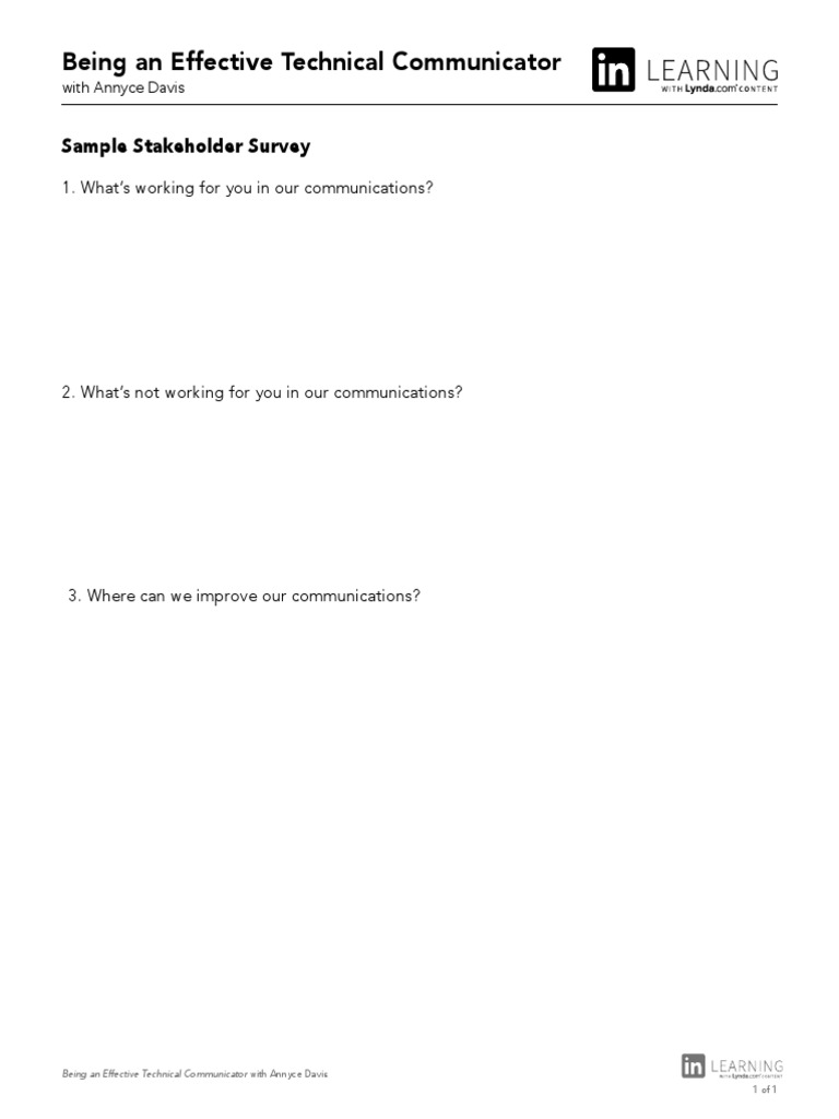 Sample Stakeholder Survey | PDF | Business