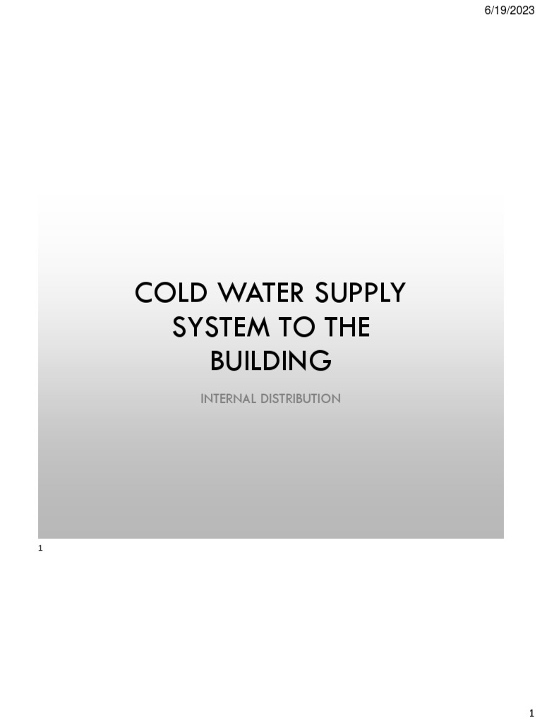 3rd Cold Water Supply System To The Building | PDF | Tap (Valve) | Plumbing