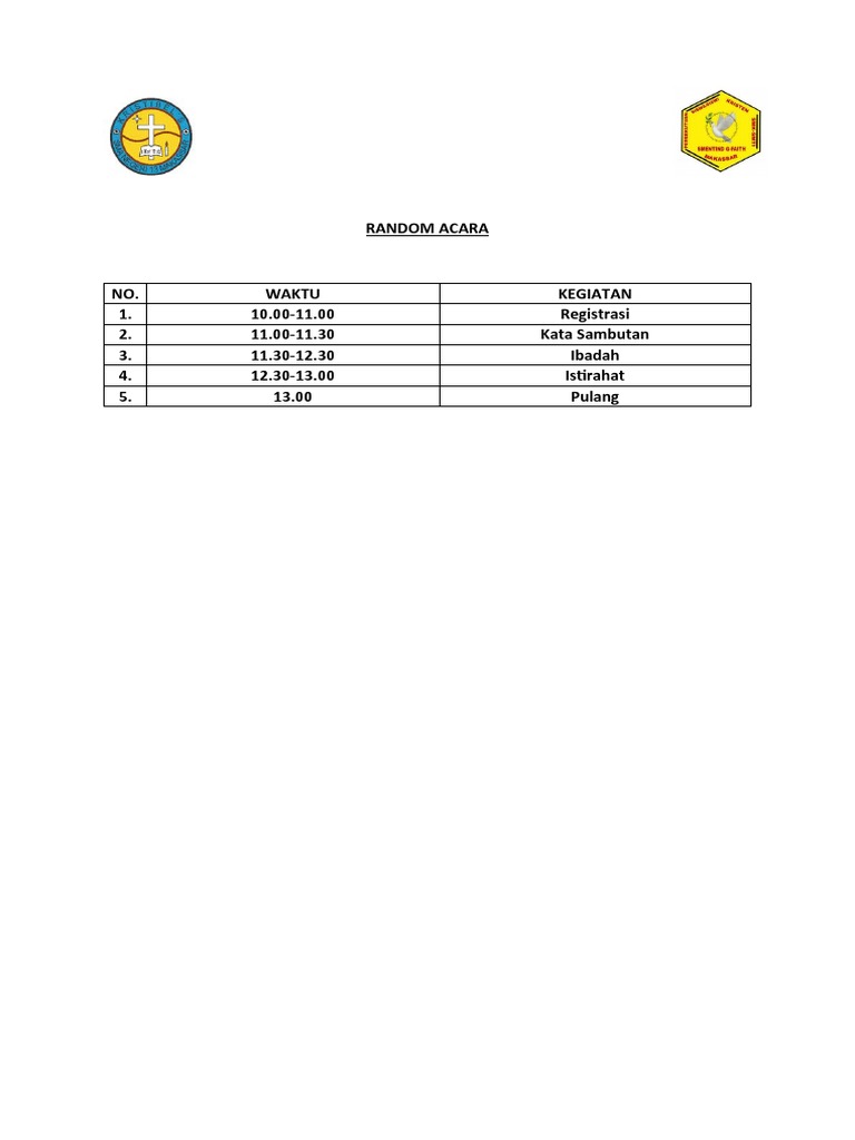 Random Acara 1 | PDF