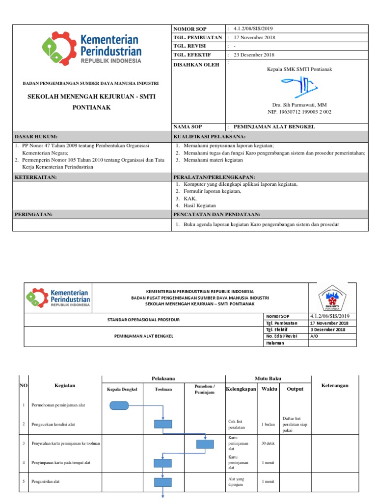 SOP 4.1.2 08SIS Peminjaman Alat Bengkel | PDF