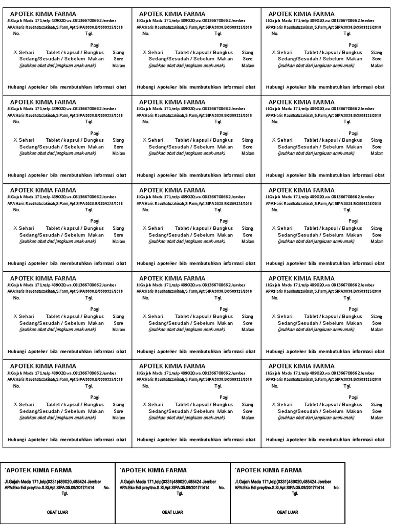 Etiket Putih Tablet | PDF