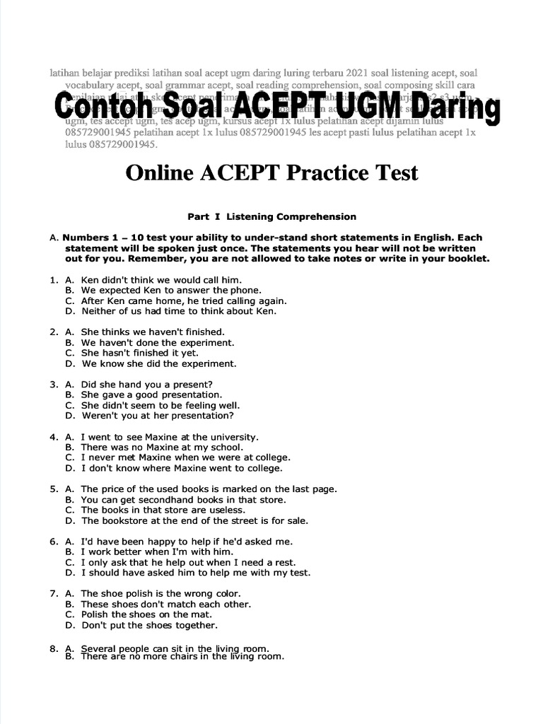 ACEPT UGM Practice Test Guide | PDF | Oceans | Virus