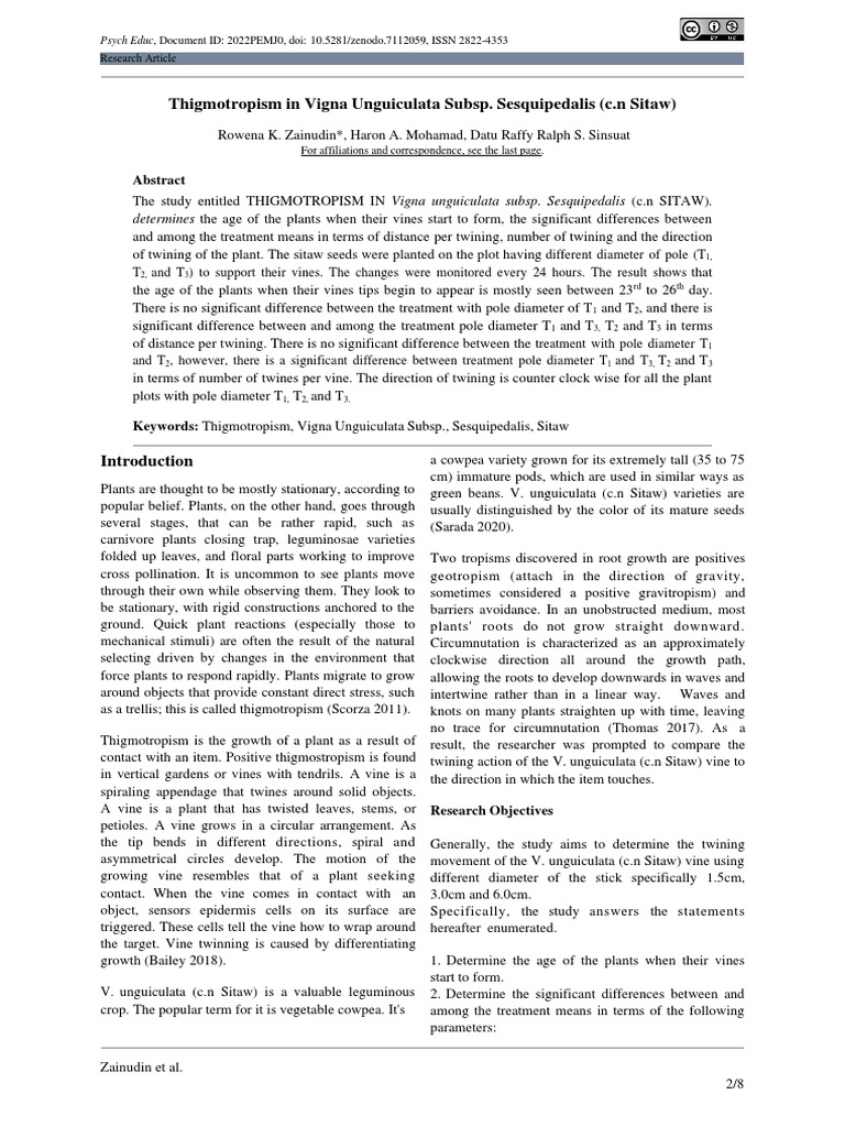Thigmotropism in Sitaw Vines Study | PDF | Home & Garden