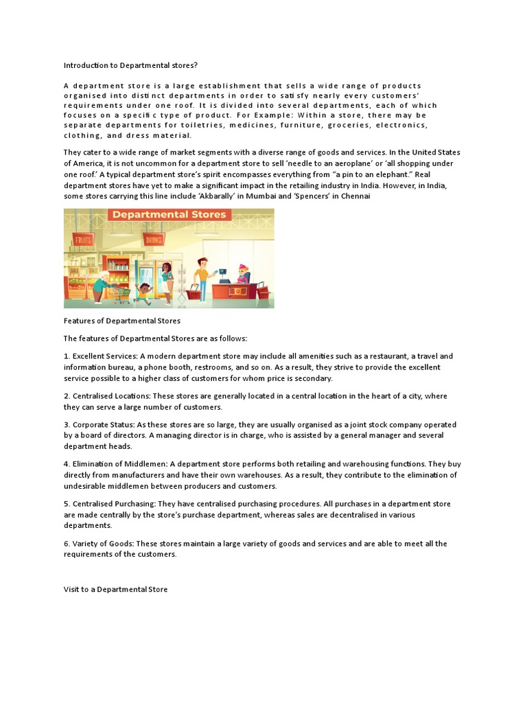 Introduction to Departmental Stores | PDF | Retail | Department Store