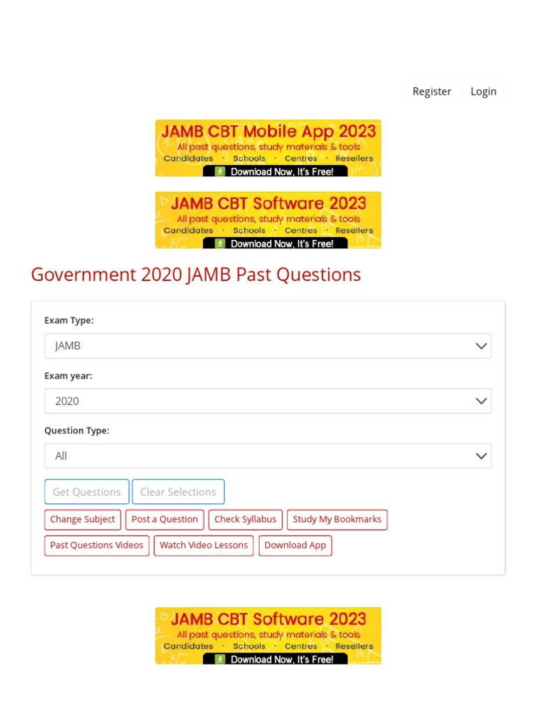 Government 2020 JAMB Past Questions - Myschool | PDF