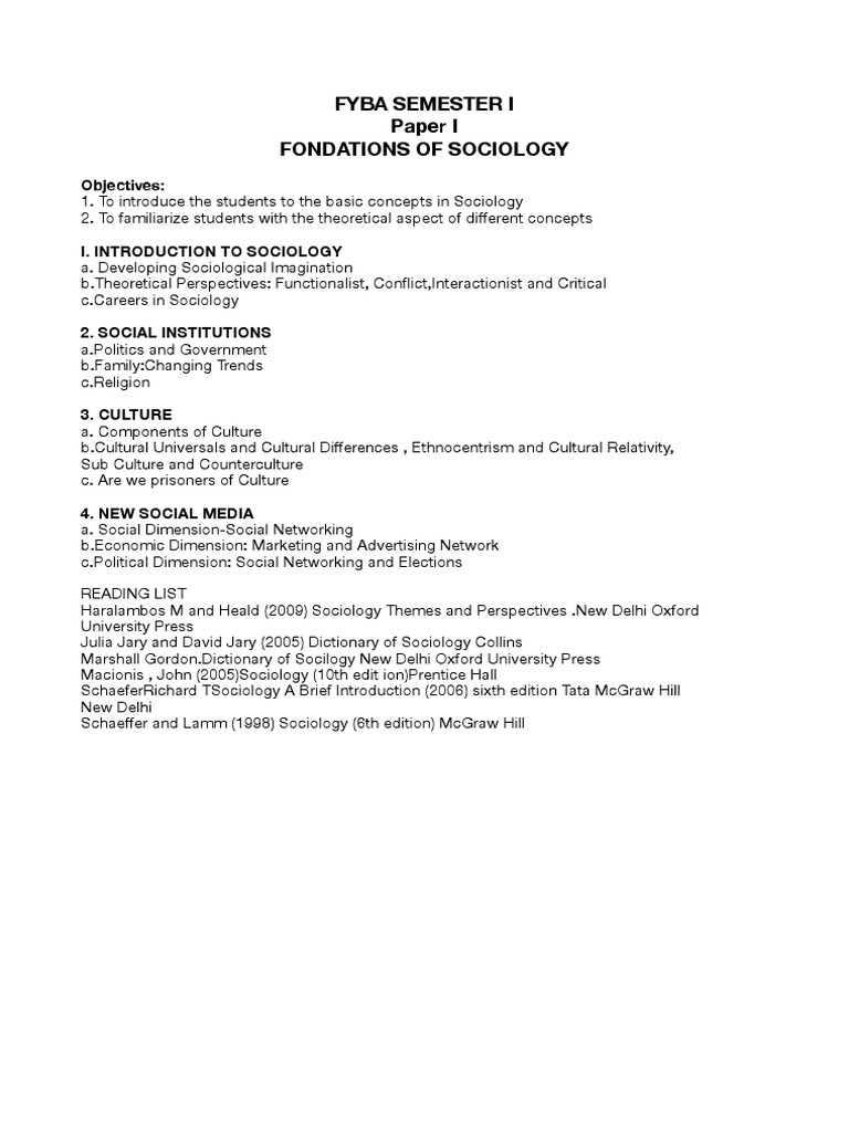 BA Sociology Syllabus Overview | PDF | Social Science