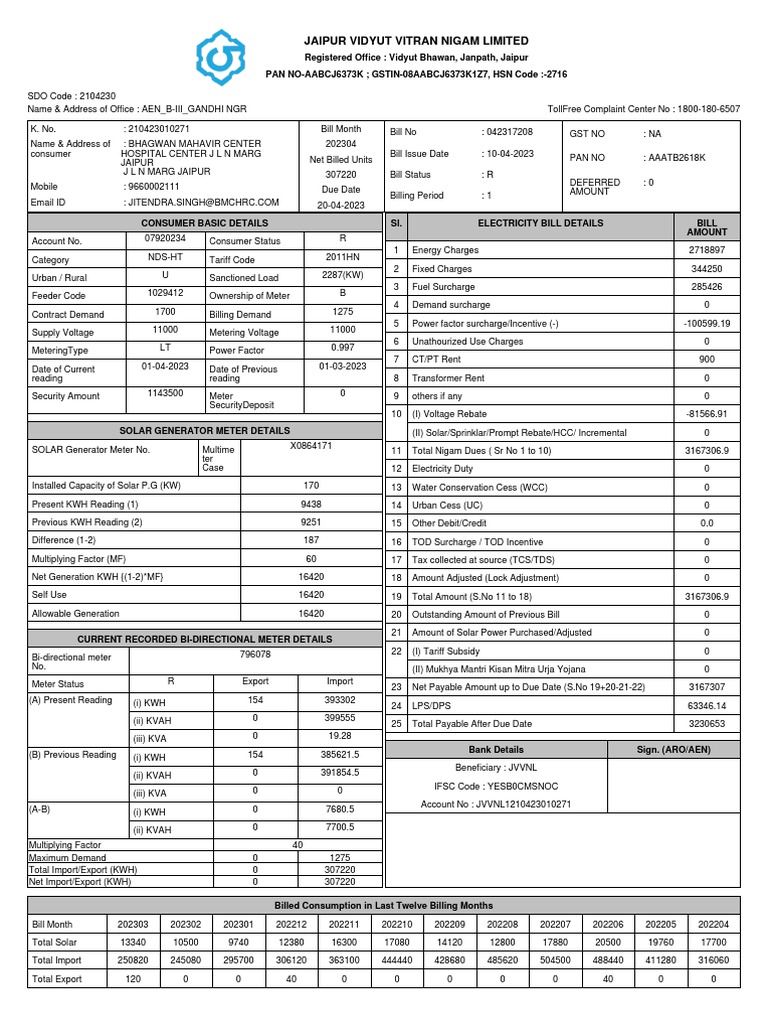 Billprint 07920234 | PDF | Power (Physics) | Electric Power