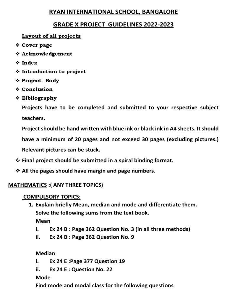 10th Std Project Guidelines 2022 23 Pdf Matrix Mathematics Constructor Object Oriented