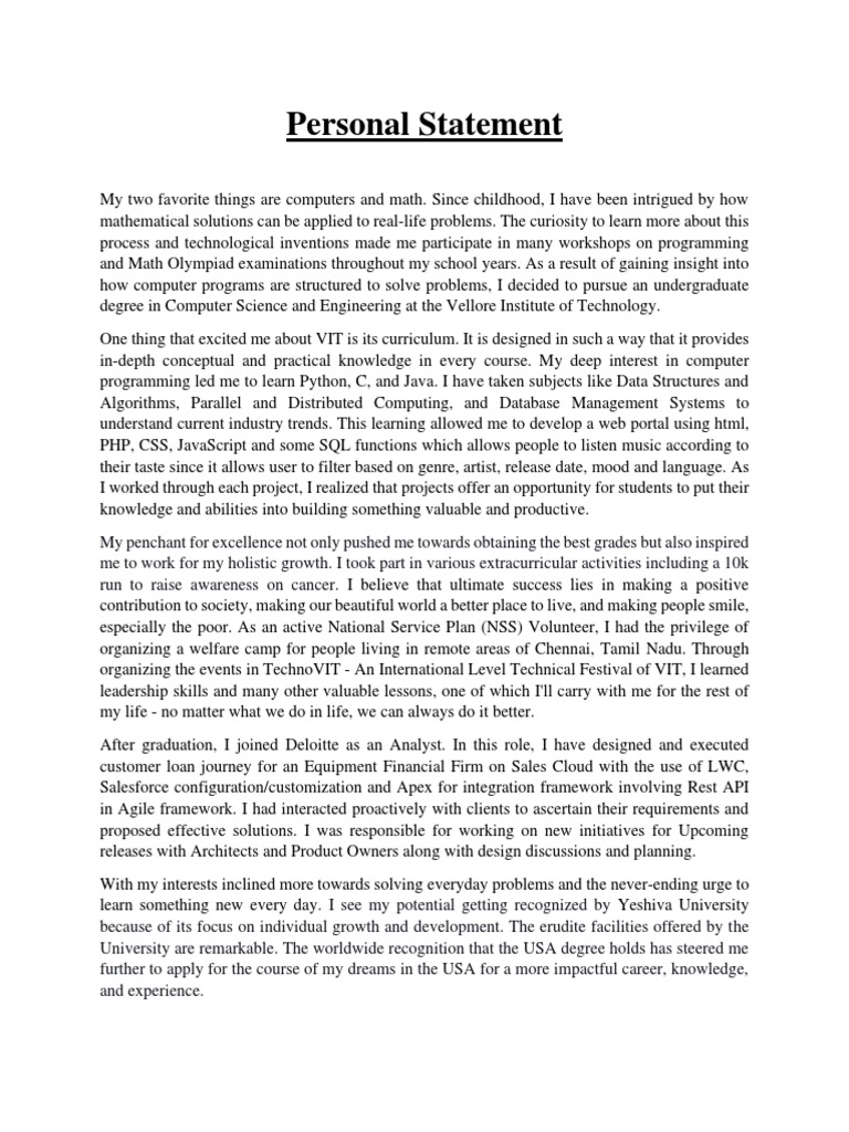 Personal Statement | PDF | Computer Programming | Mathematics