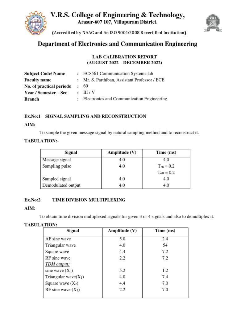 ECE Lab Calibration Report | PDF | Modulation | Computer Engineering
