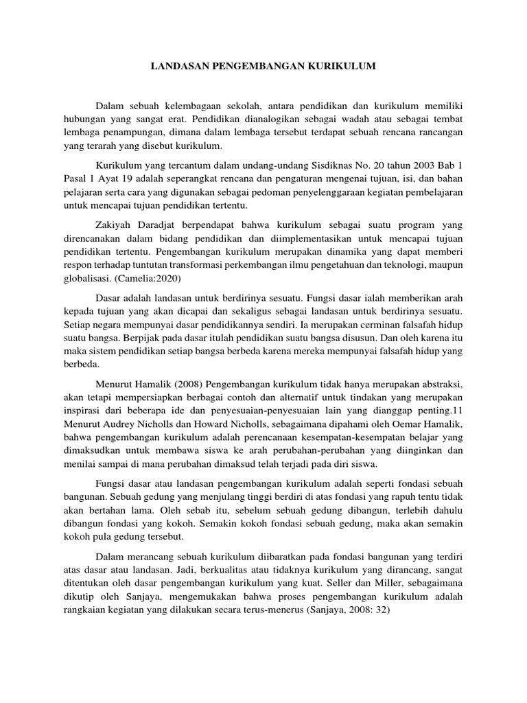 Landasan Pengembangan Kurikulum | PDF