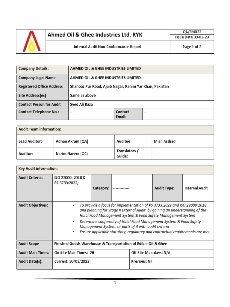 Warehouse Internal Audit Report Mar-23 | PDF | Audit | Warehouse