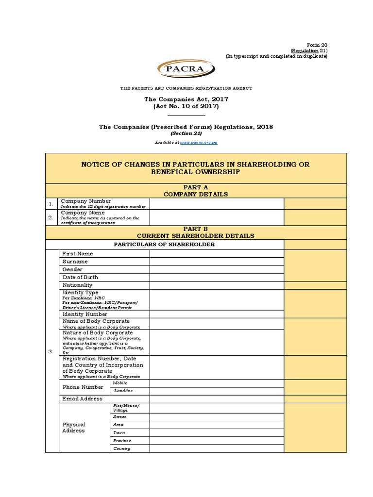 Companies Form 20 | PDF
