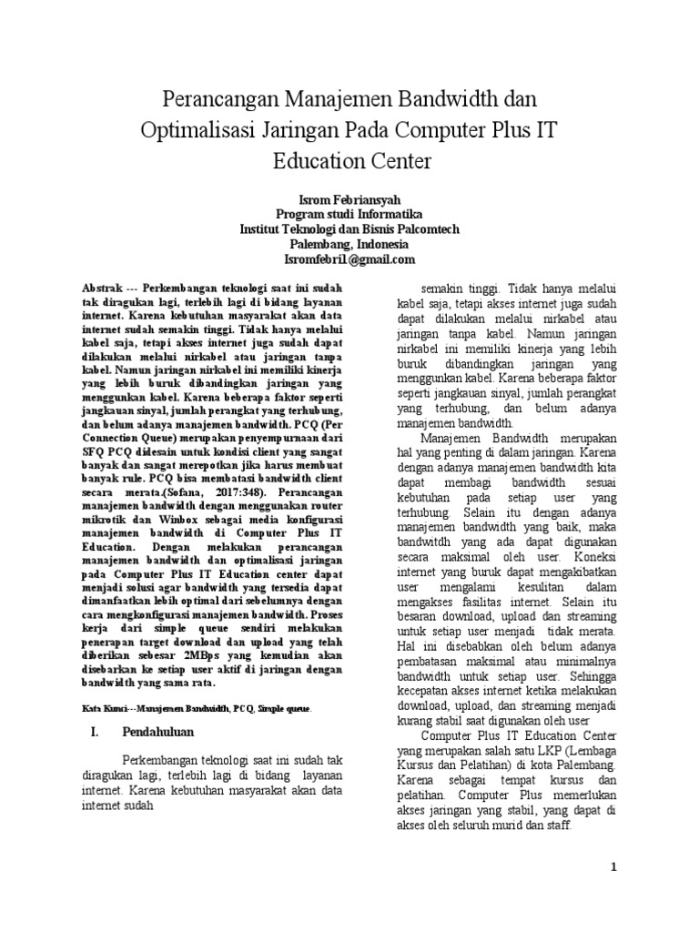 Jurnal Management Bandwidth | PDF