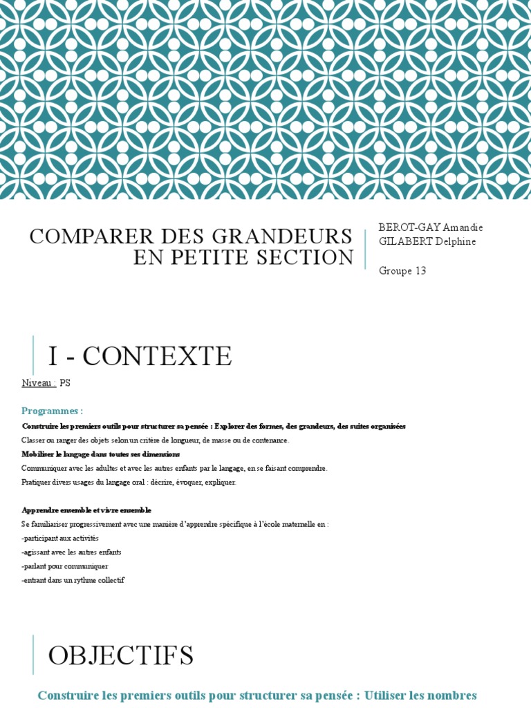 Comparaison des Grandeurs en PS | PDF | Cognition