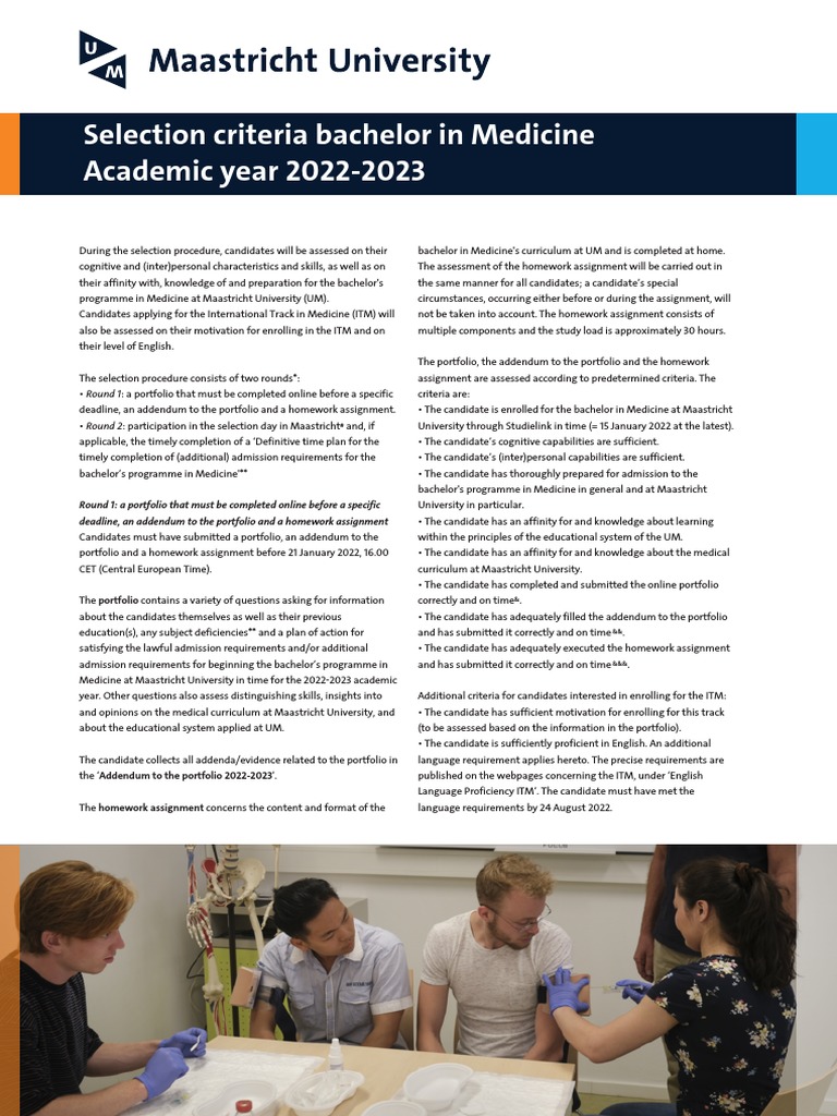 FHML Selection Criteria Ba Medicine 2022 2023 | PDF | University And ...