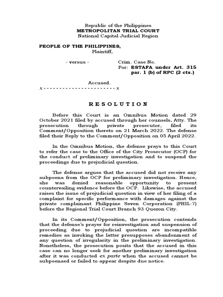 Omnibus Motion | Download Free PDF | Prosecutor | Lawsuit