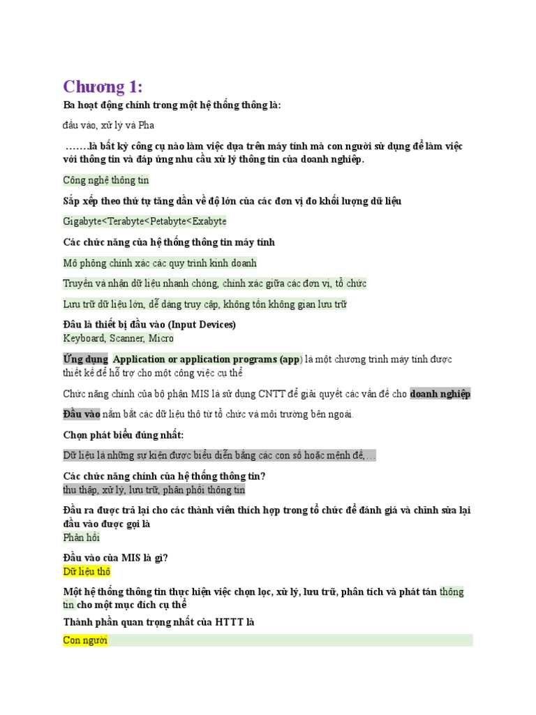 Đề cương HTTT | PDF