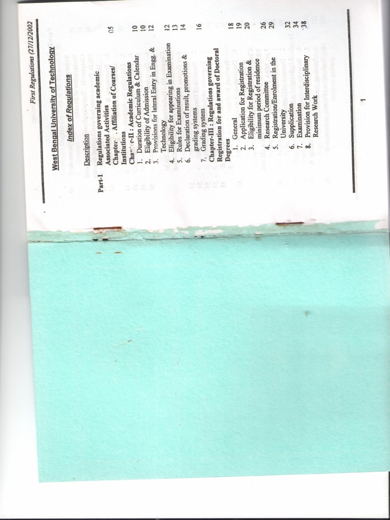 First Rules and Regulations of WBUT | PDF