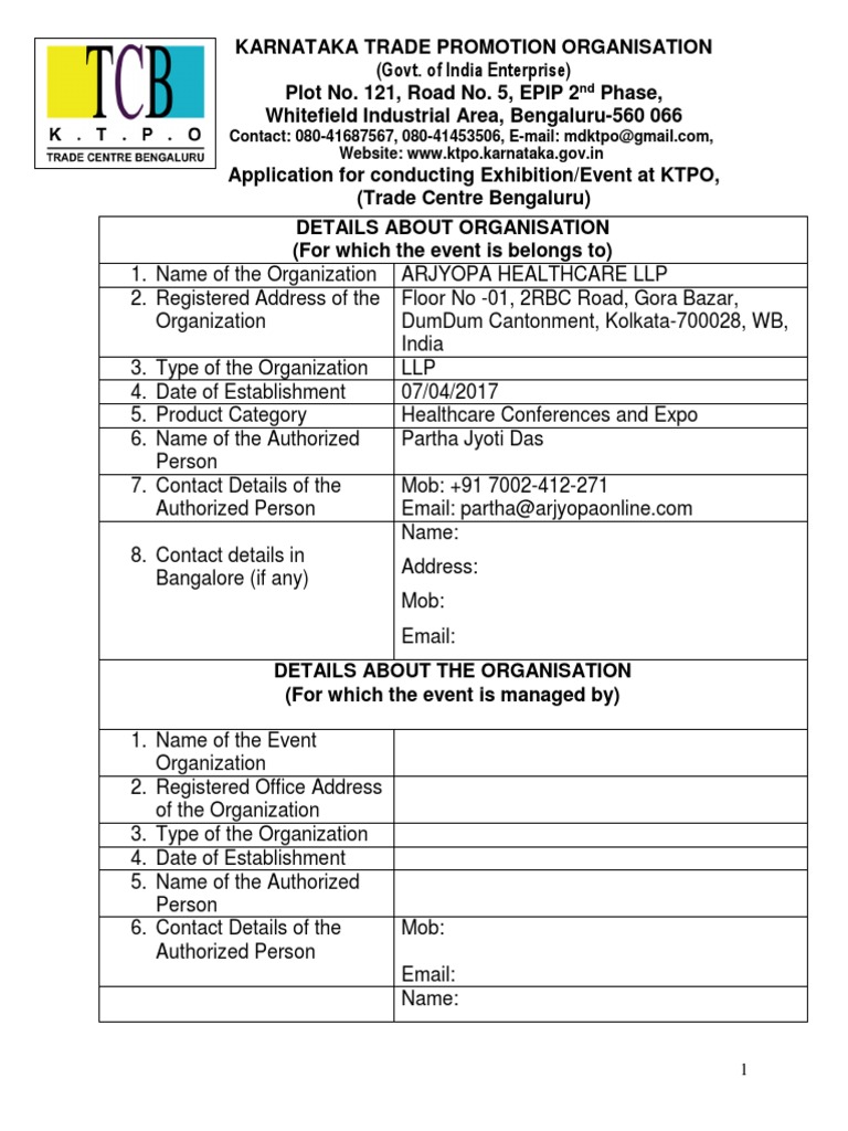 KTPO Registration Form | PDF | Bangalore